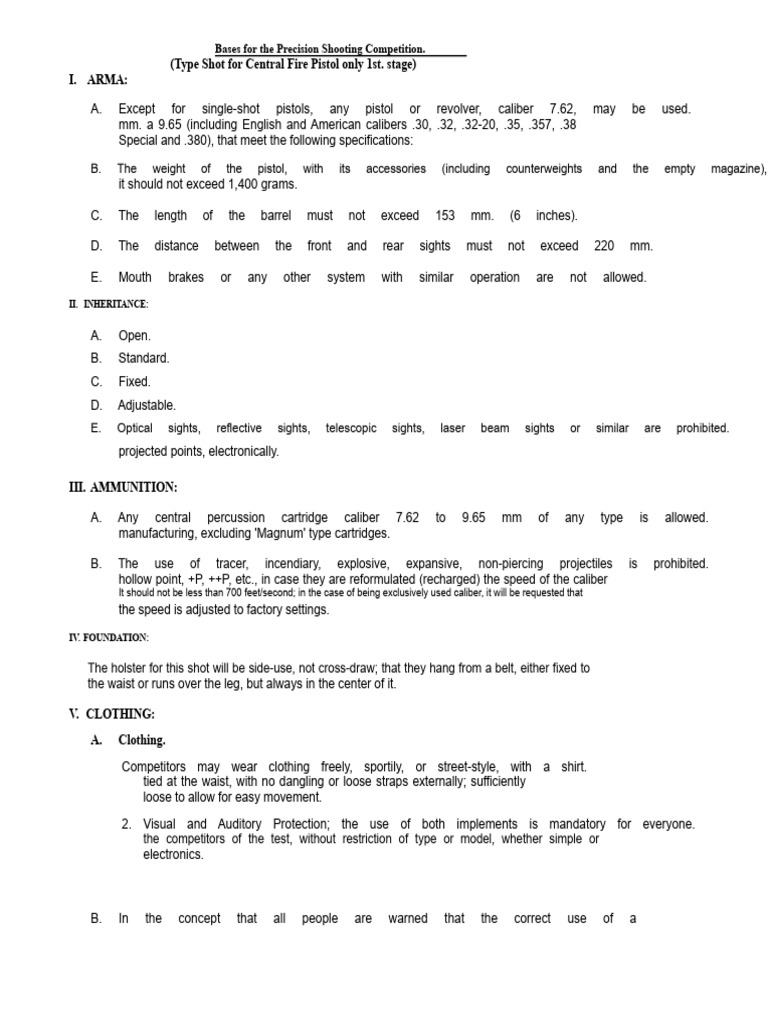Precision Shooting Competition Rules | PDF | Area | Shoe