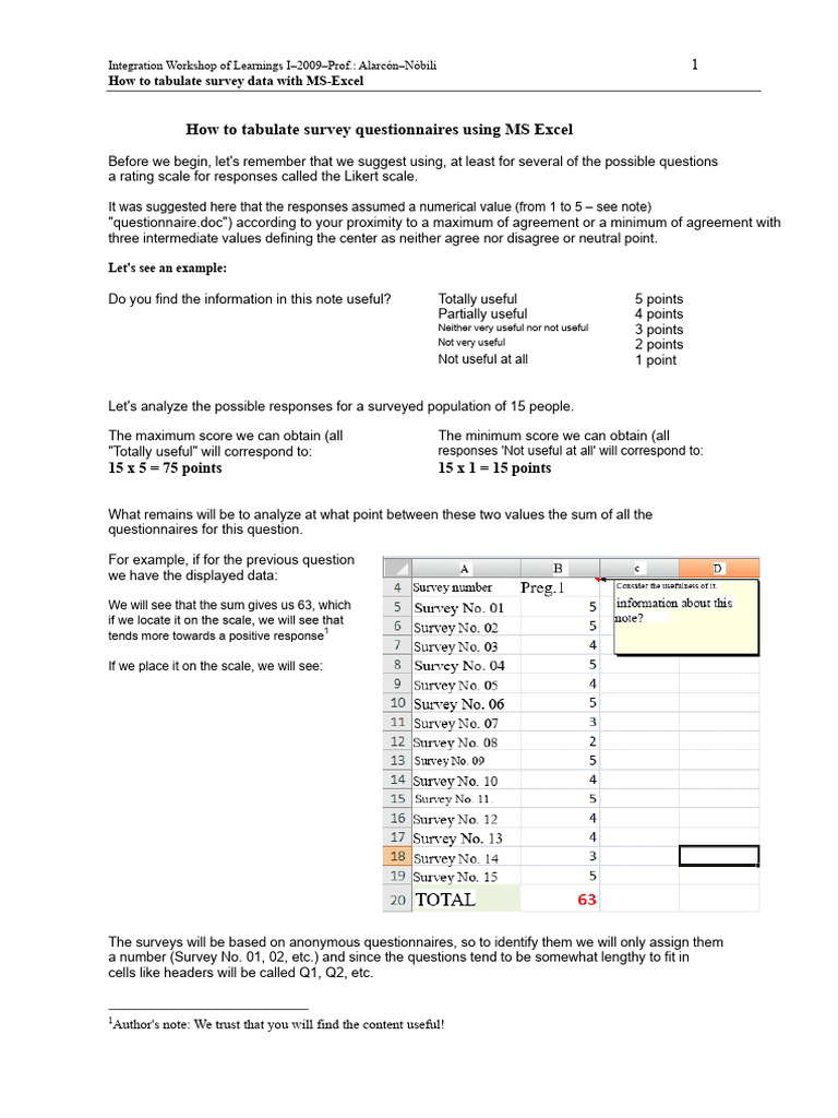 Tabulating Survey Data with Excel | PDF | Microsoft Excel | Survey ...