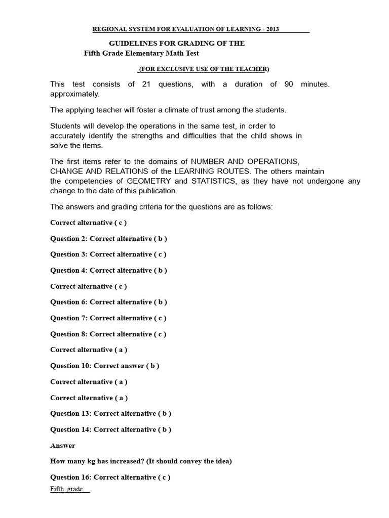 Fifth Grade Exam AREQUIPA | PDF | Mathematics | Quantity