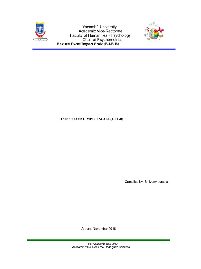 Revised Event Impact Scale Overview | PDF | Psychometrics | Behavioural ...