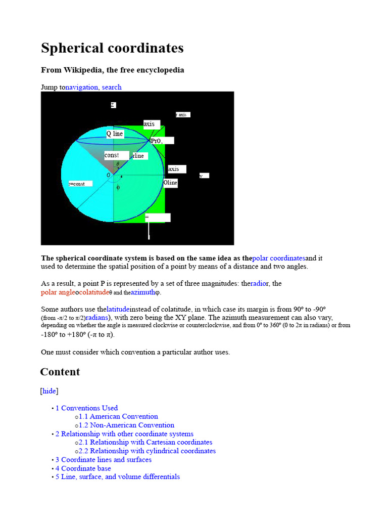 Spherical Coordinates | PDF | Coordinate System | Sphere
