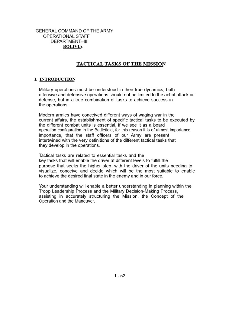 Tactical Tasks Text | PDF | Maneuver Warfare | Military Tactics
