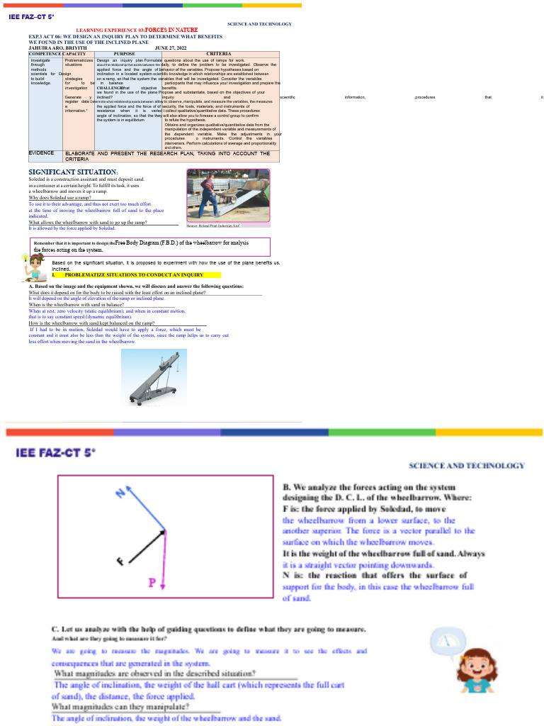 5° EXP 3 - ACT 6-5° BRIYITH JAHUIRA ARO 5TO Inclined Plane | PDF ...