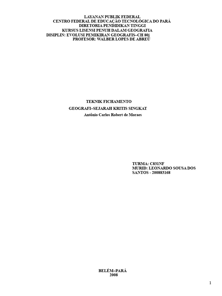 Antônio Carlos Robert de Moraes - Ringkasan Karya Geografi - Sejarah ...