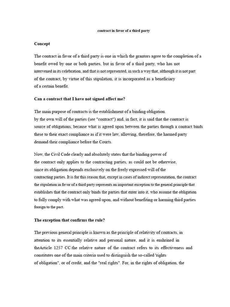 Contract in Favor of A Third Party | PDF | Justice | Crime & Violence
