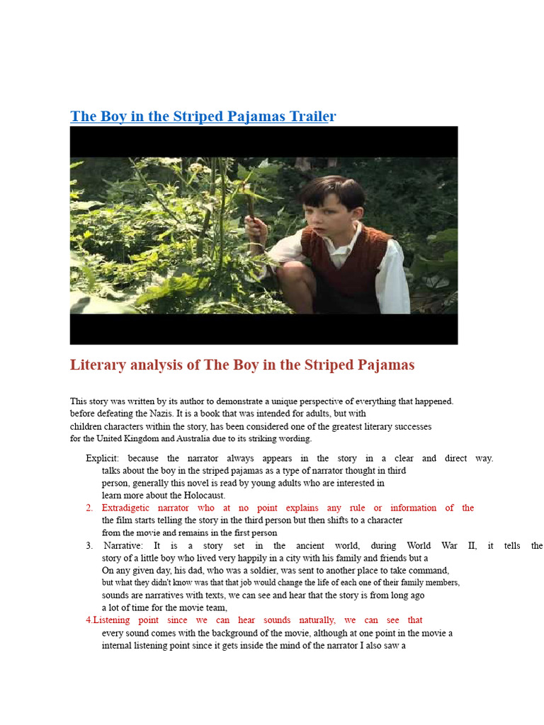 Analysis of The Boy in Striped Pajamas | PDF