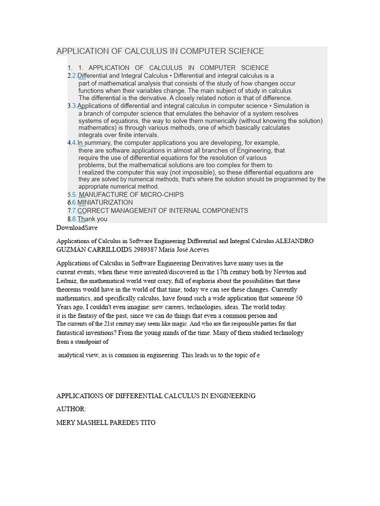 Application of Calculus in Computer Science | PDF | Calculus | Derivative