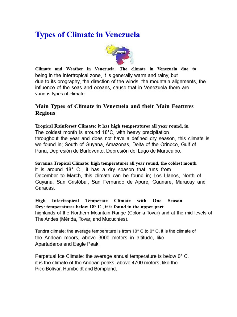 Types of Climate in Venezuela | PDF | Venezuela | Plants