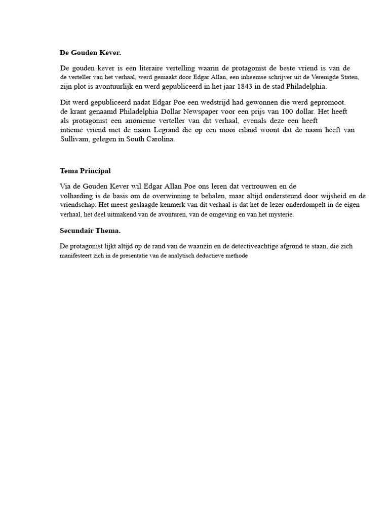 Analyse Van Het Boek de Gouden Kever | PDF