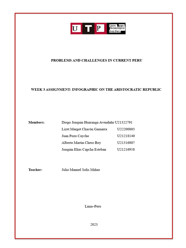 Infographic Task of The Aristocratic Republic | PDF | Peru | Economies