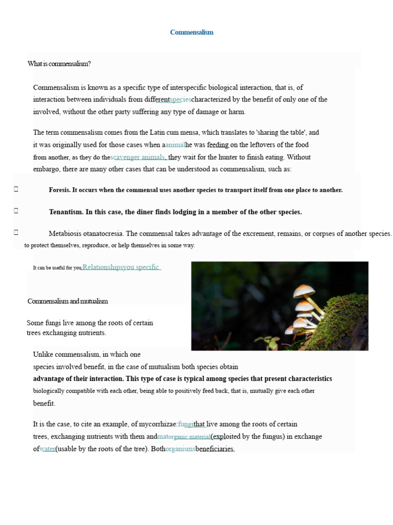 Commensalism | PDF | Symbiosis | Biogeography