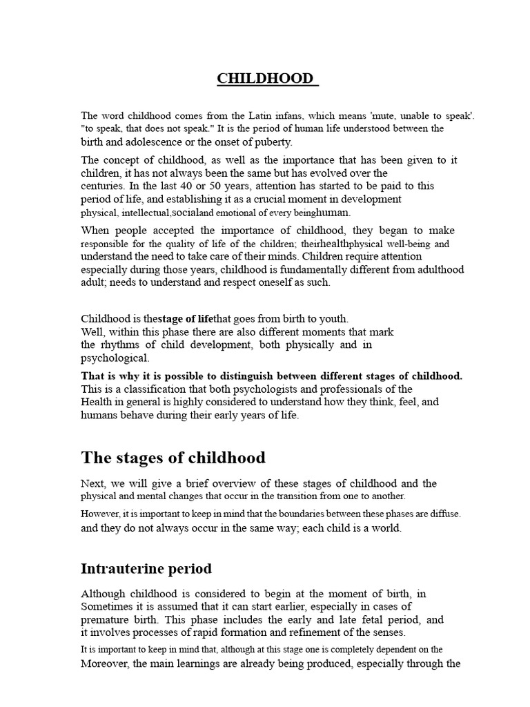 Understanding Childhood Stages | PDF | Early Childhood | Mind