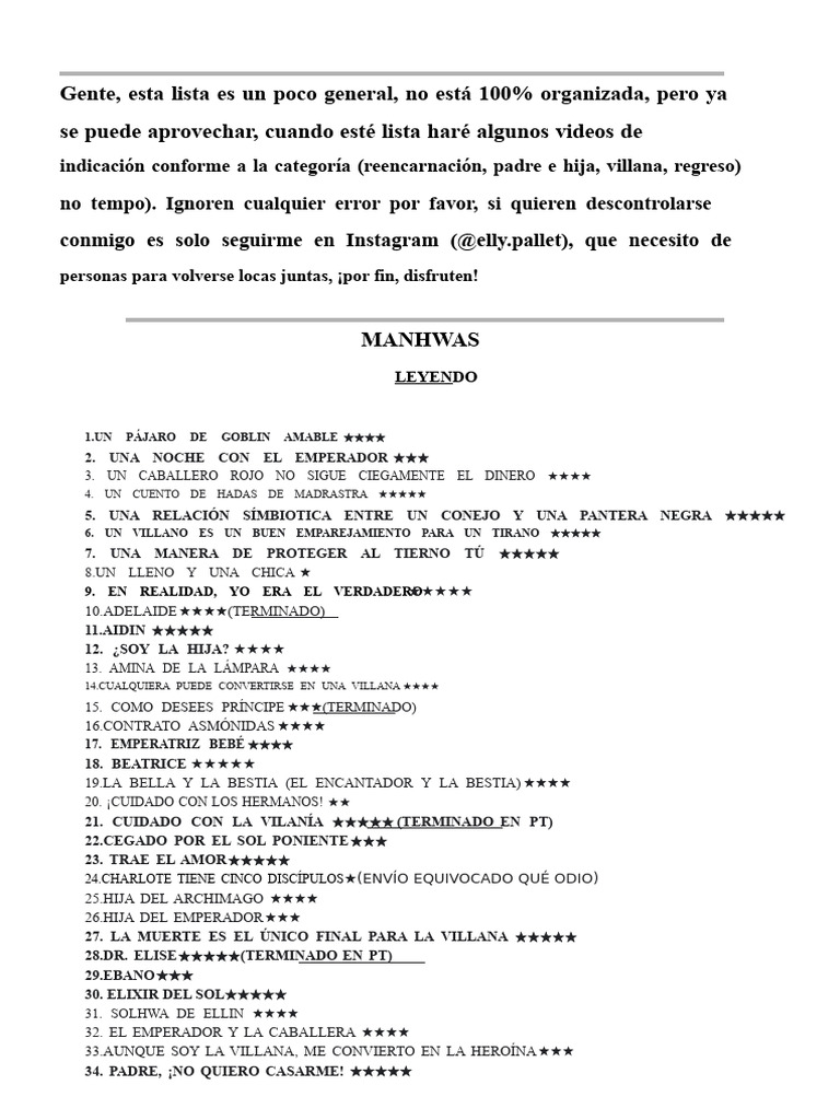 Manhwas: Recomendaciones y Géneros | PDF
