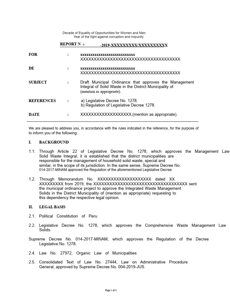 LEGAL REPORT - Draft Municipal Ordinance On Integrated Solid Waste ...
