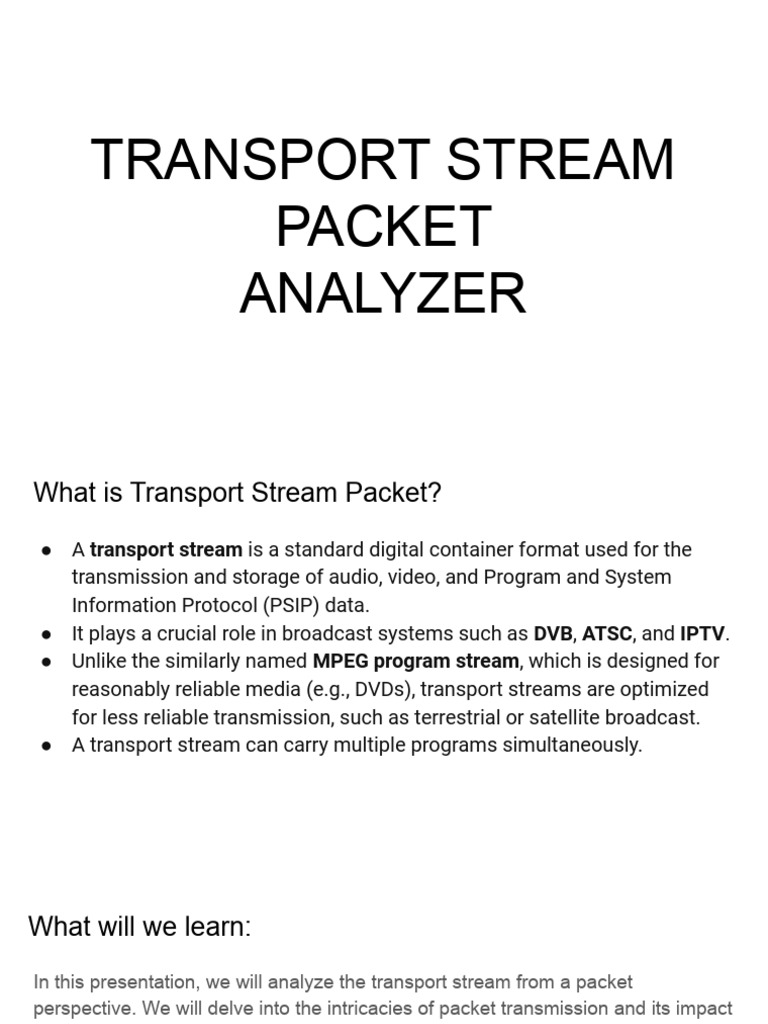 Transport Stream Packet Analysis | PDF | Film And Video Technology ...