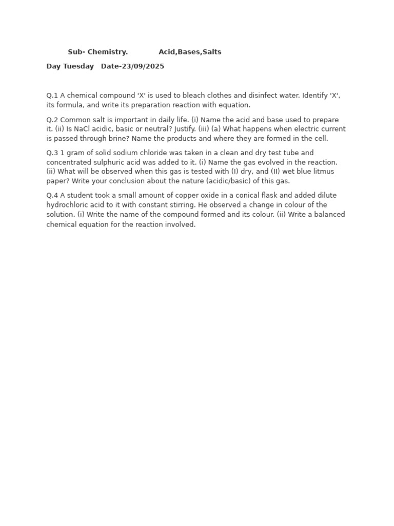 Acid Base and Salts | PDF