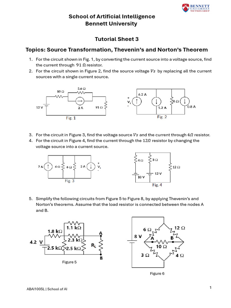 Tutorial Sheet 3 | PDF