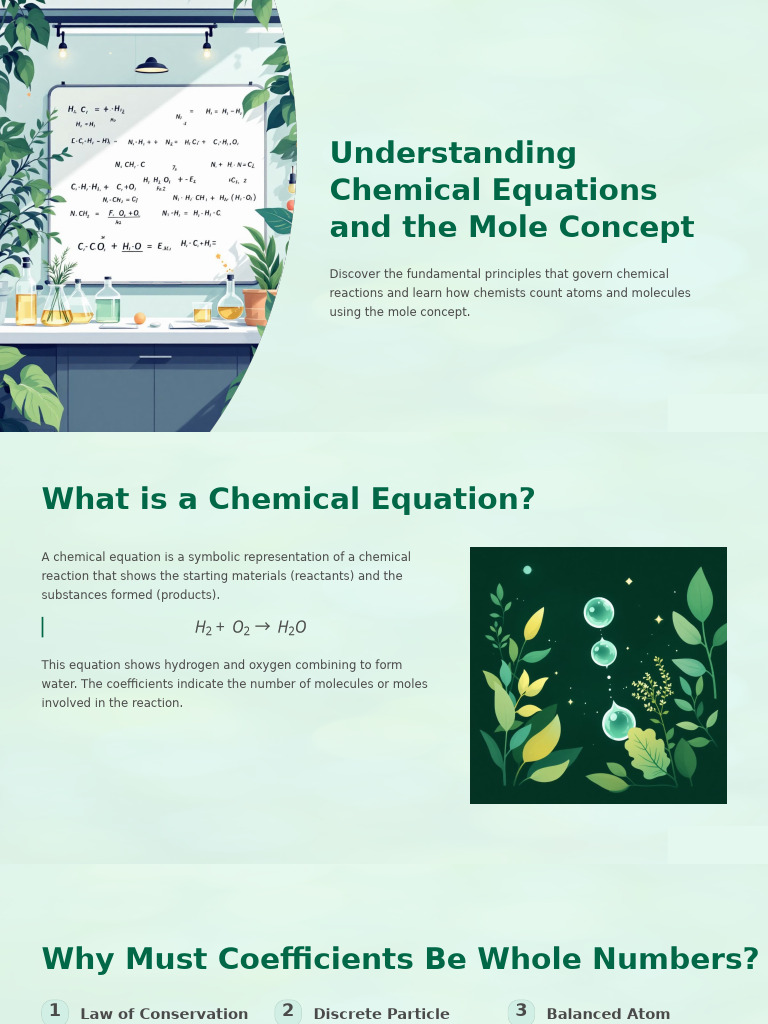 Understanding Chemical Equations and The Mole Concept | PDF | Mole ...