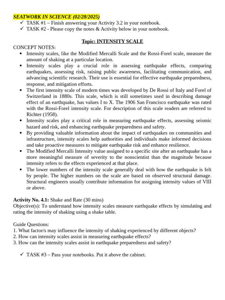 Understanding Earthquake Intensity Scales | PDF | Earthquakes | Seismology
