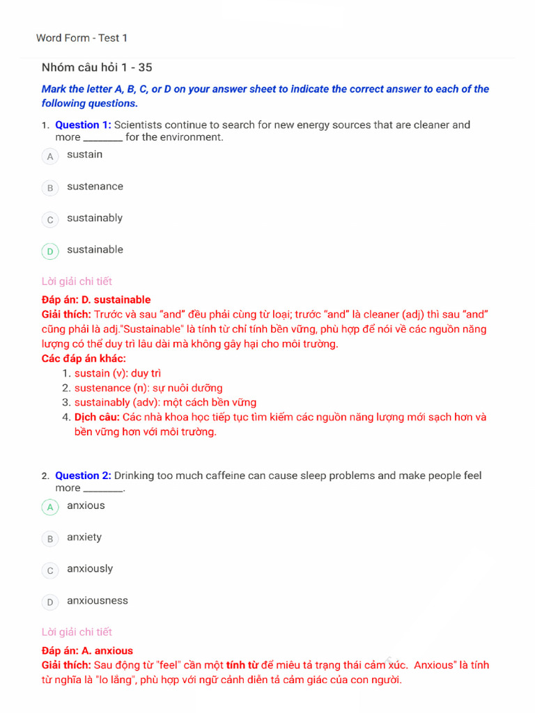 Da-Word Form - Test 1 | PDF