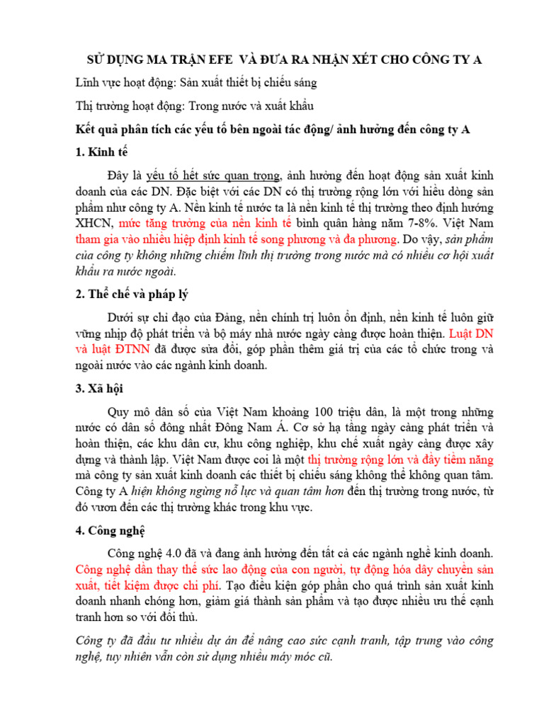 Case Study 01 - Efe Matrix | PDF