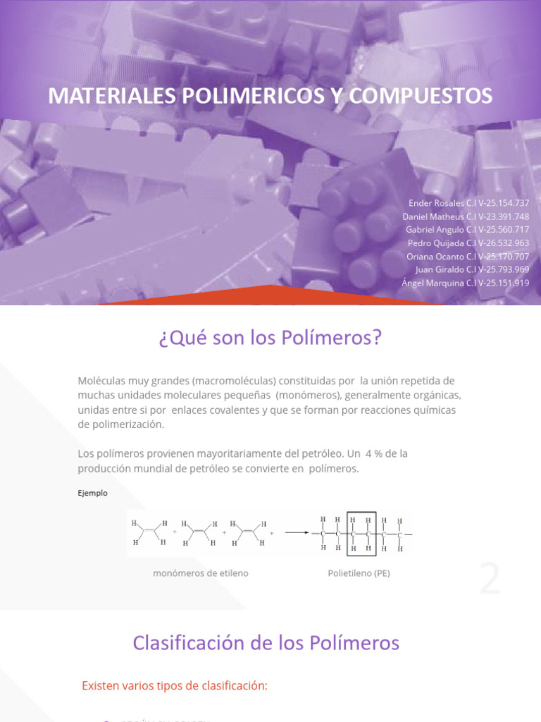 Materiales Polimericos y Compuestos-Expo | PDF | Polímeros | Material ...
