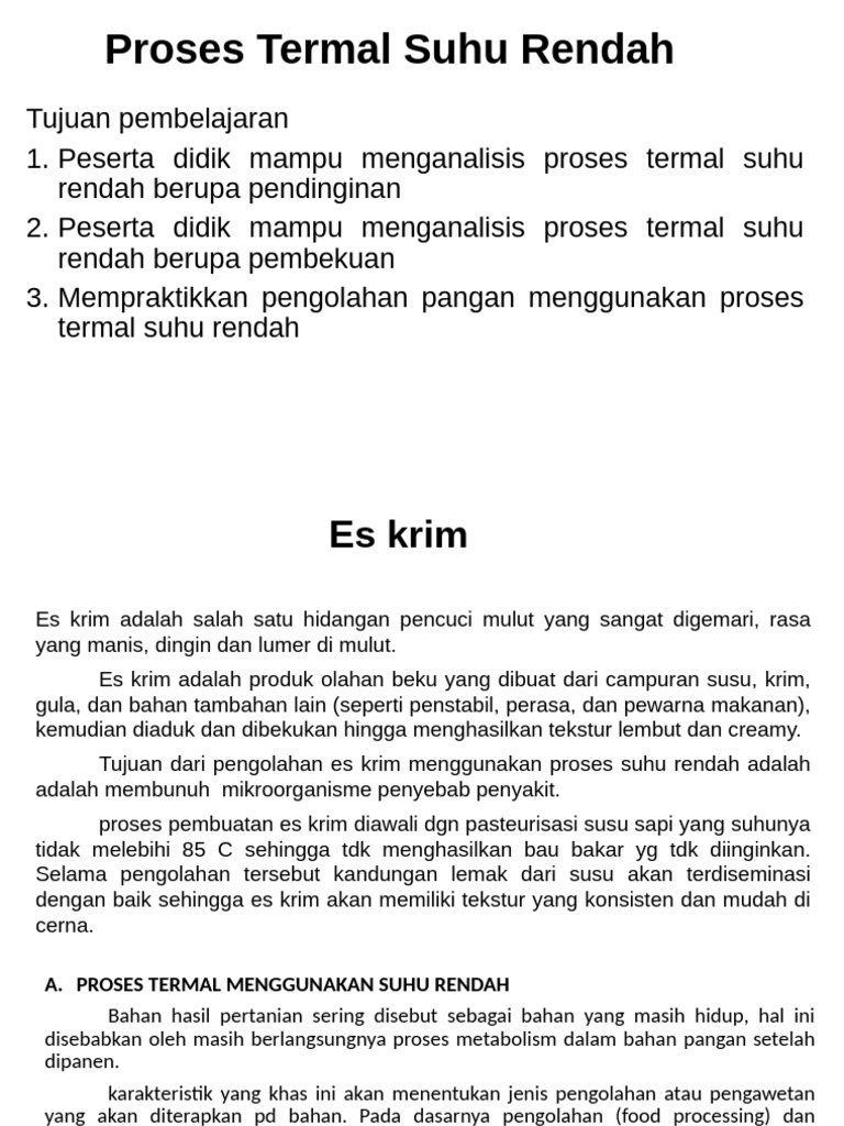 Proses Termal Suhu Rendah pada Pangan | PDF