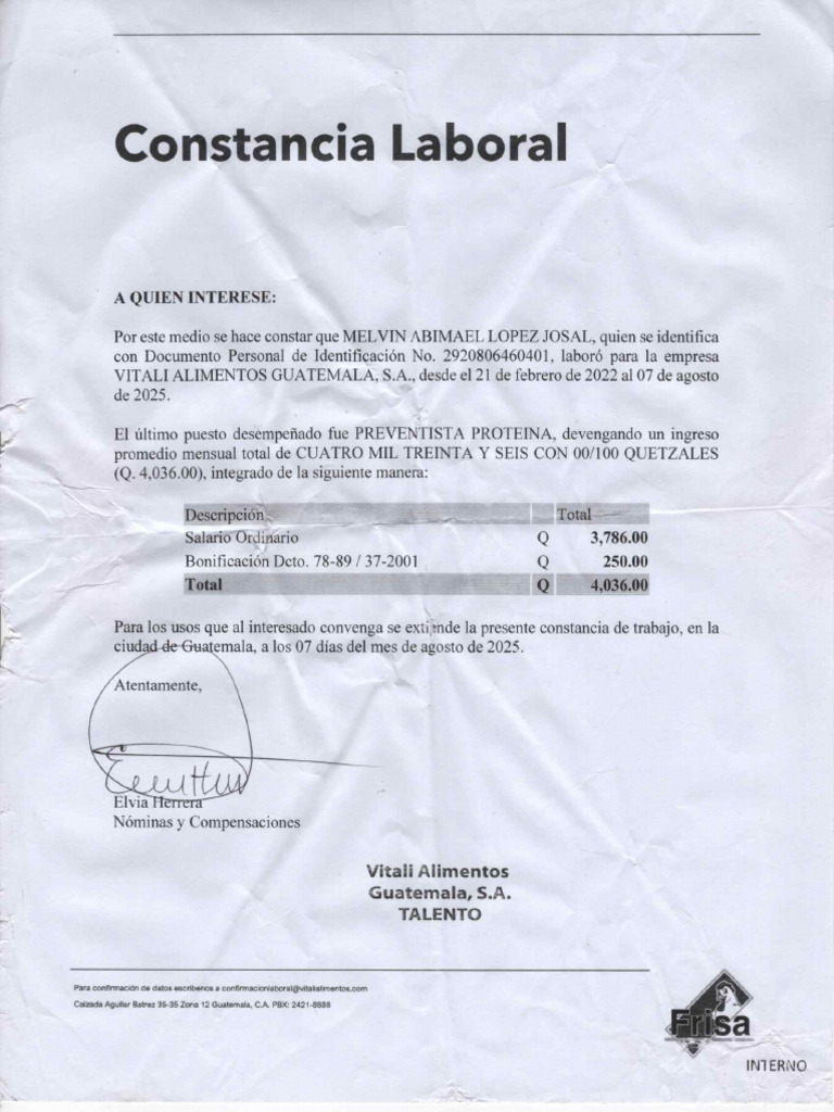 Constancias Laboral Pdf