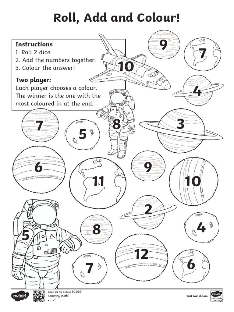 T T 1009 Space Roll and Colour Dice Addition Activity Ver 3 | PDF