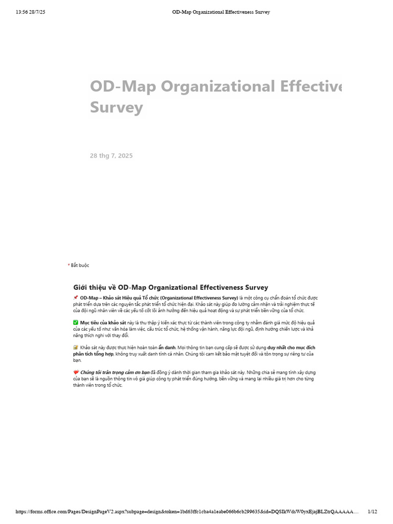 OD-Map Organizational Effectiveness Survey | PDF