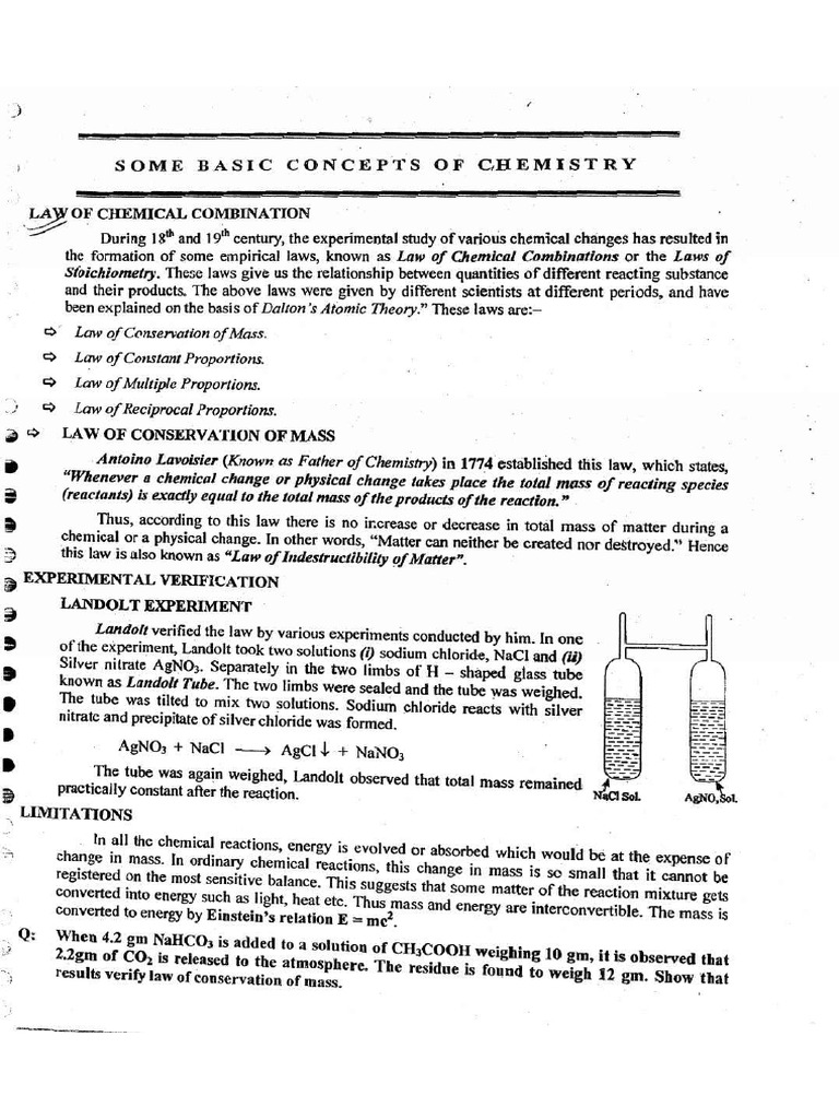 Some Basic Concepts of Chemistry Chapter 1 Notes | PDF