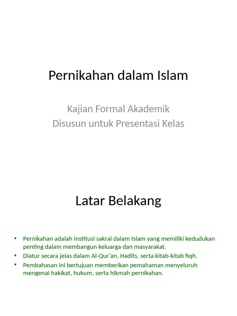 Pernikahan Dalam Islam Akademik Islami | PDF