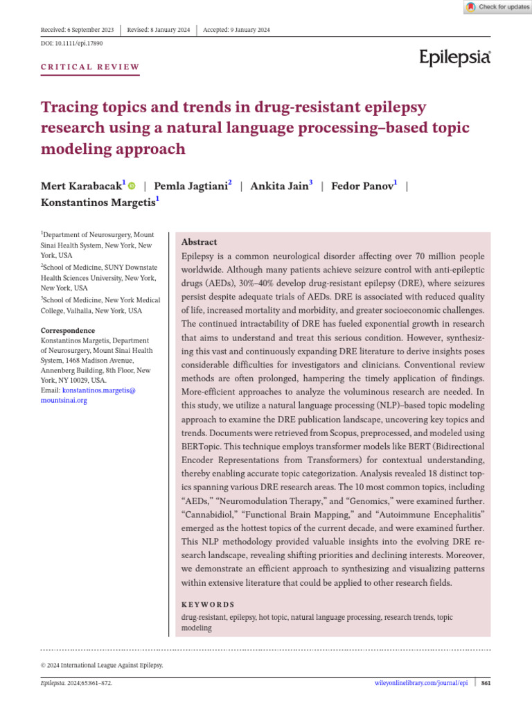Epilepsia - 2024 - Karabacak - Tracing Topics and Trends in Drug%E2%80 ...
