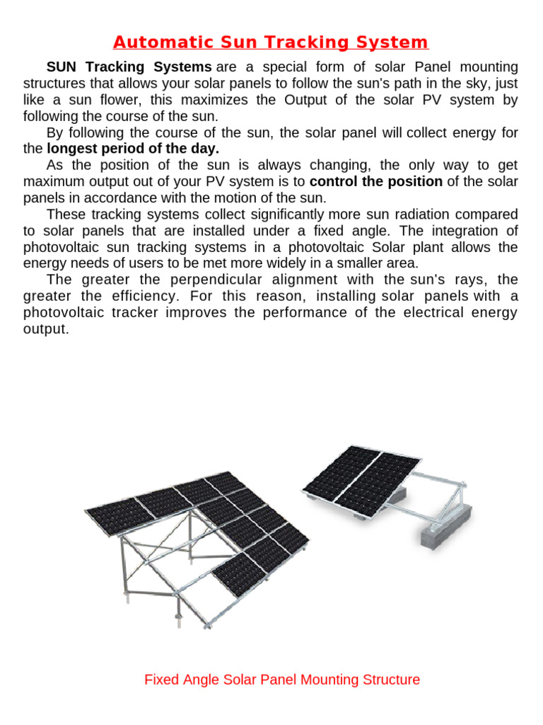 Benefits of Automatic Sun Tracking Systems | PDF | Photovoltaics ...