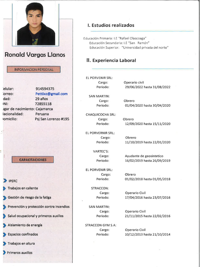 Ronald CV | PDF | Información | Presión sanguínea