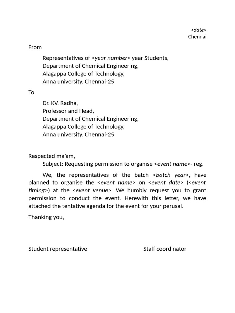 Event Permission Request Letter | PDF
