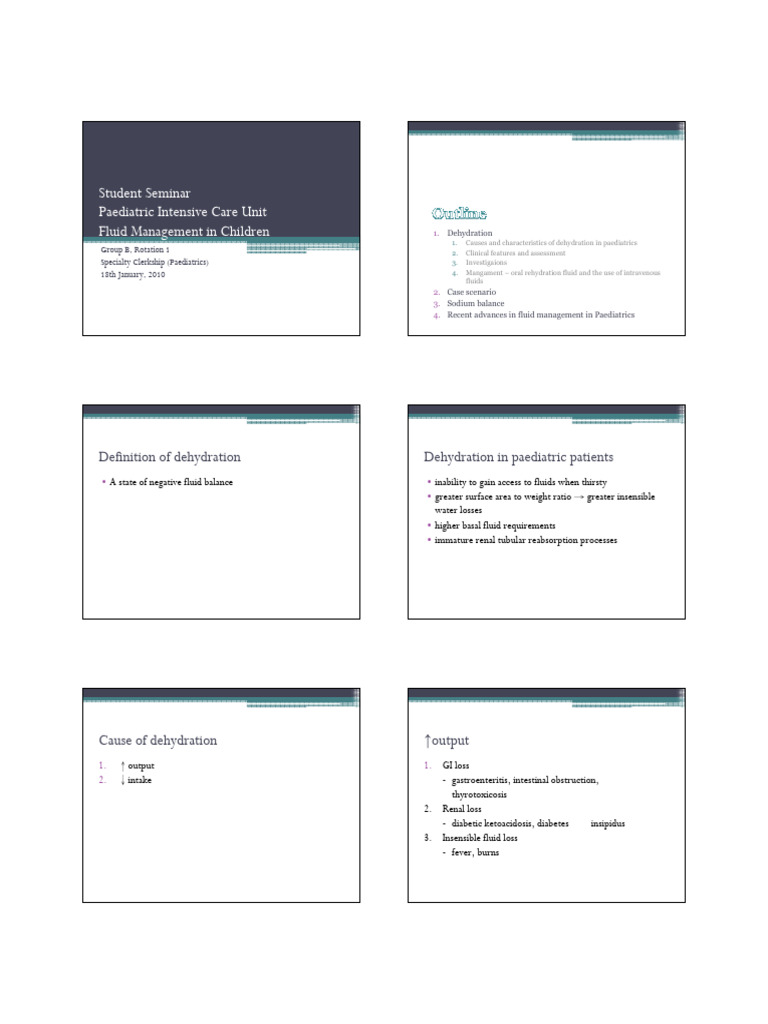 Fluid Management in Pediatric Dehydration | PDF | Dehydration | Diarrhea