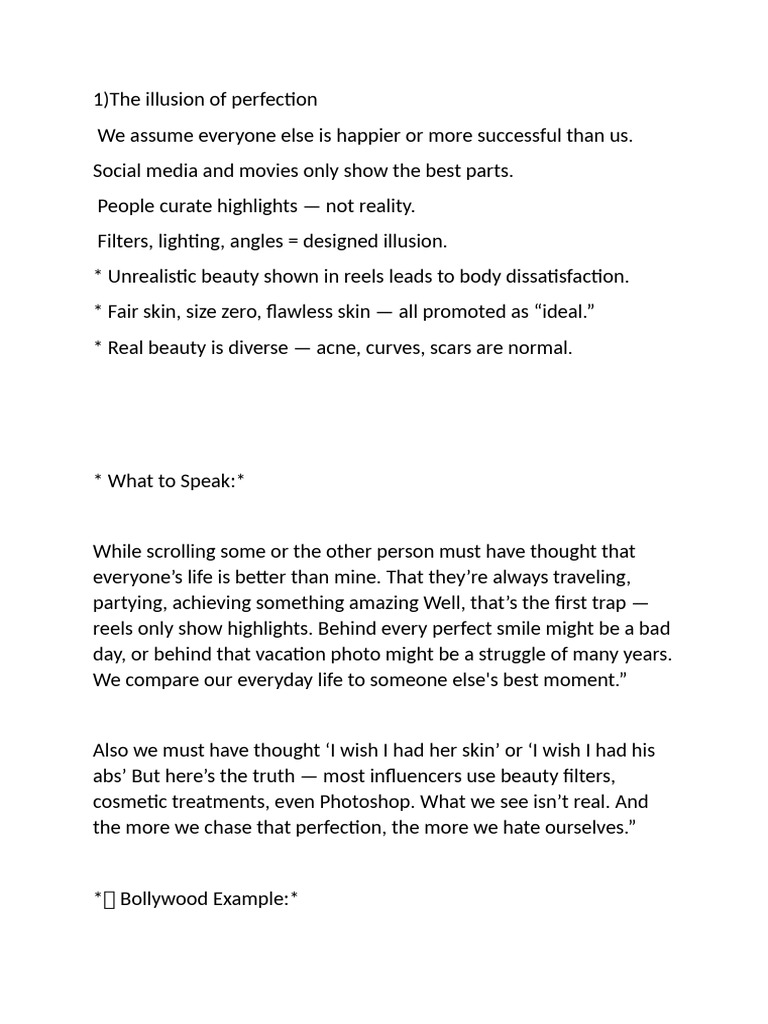 The Illusion of Perfection in Media | PDF