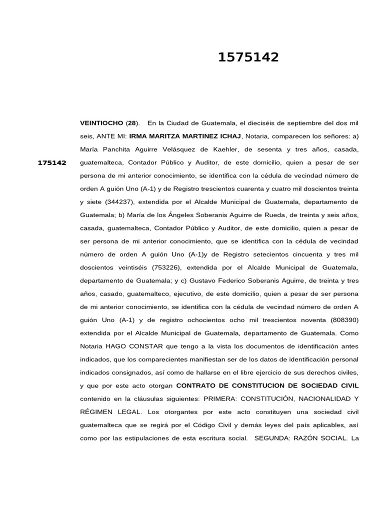 Constitución de Sociedad Civil en Guatemala | PDF | Presidentes de los ...