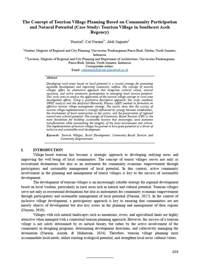 Community-Based Tourism Village Planning | PDF | Sustainability | Tourism