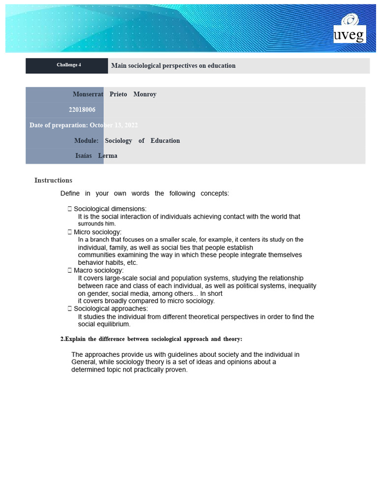 Main Sociological Perspectives On Education | PDF | Sociology | Society