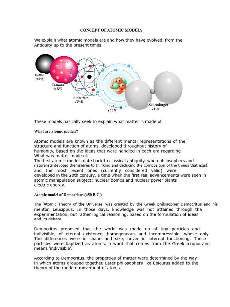 Evolution of Atomic Models Explained | PDF | Atoms | Electron