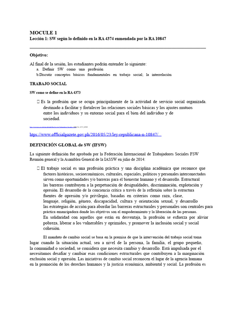 Módulo 1 SW A1, DR-1 | PDF | Trabajo Social | Sicología