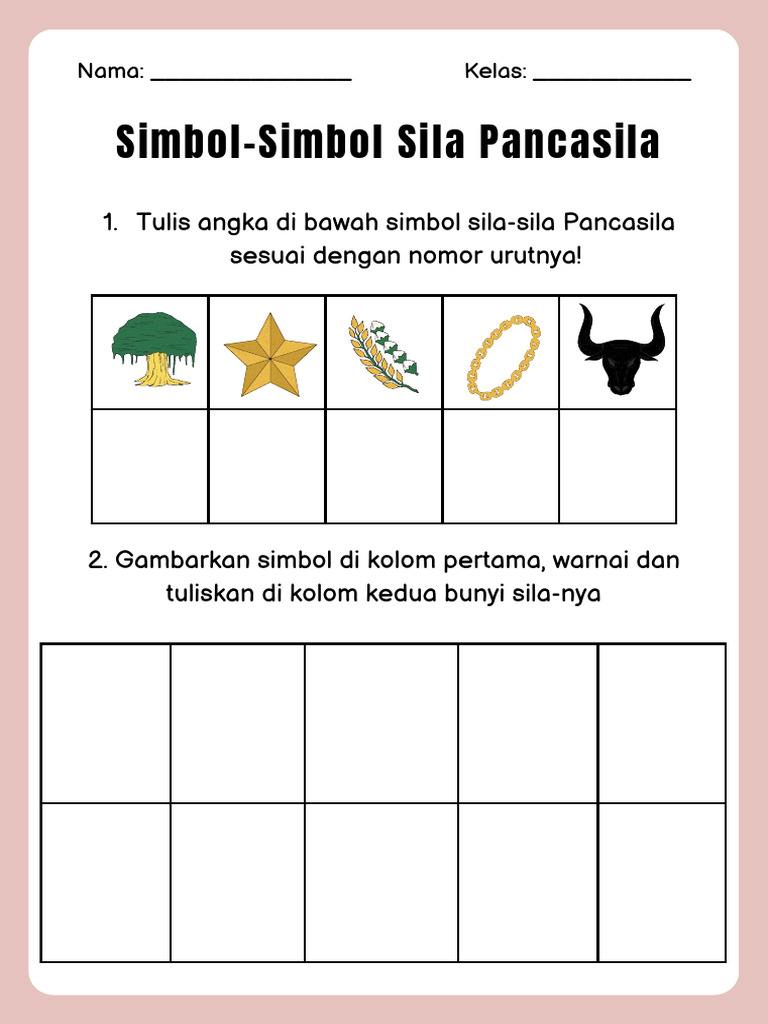 Kls 4 Simbol-Simbol Sila Pancasila Pink Putih Ilustratif | PDF
