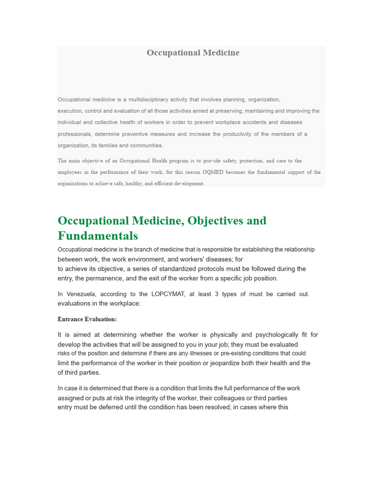 Occupational Medicine: Health & Safety Programs | PDF | Occupational ...