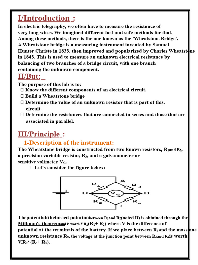 Wheatstone Bridge: Measuring Resistance | PDF | Voltage | Resistor