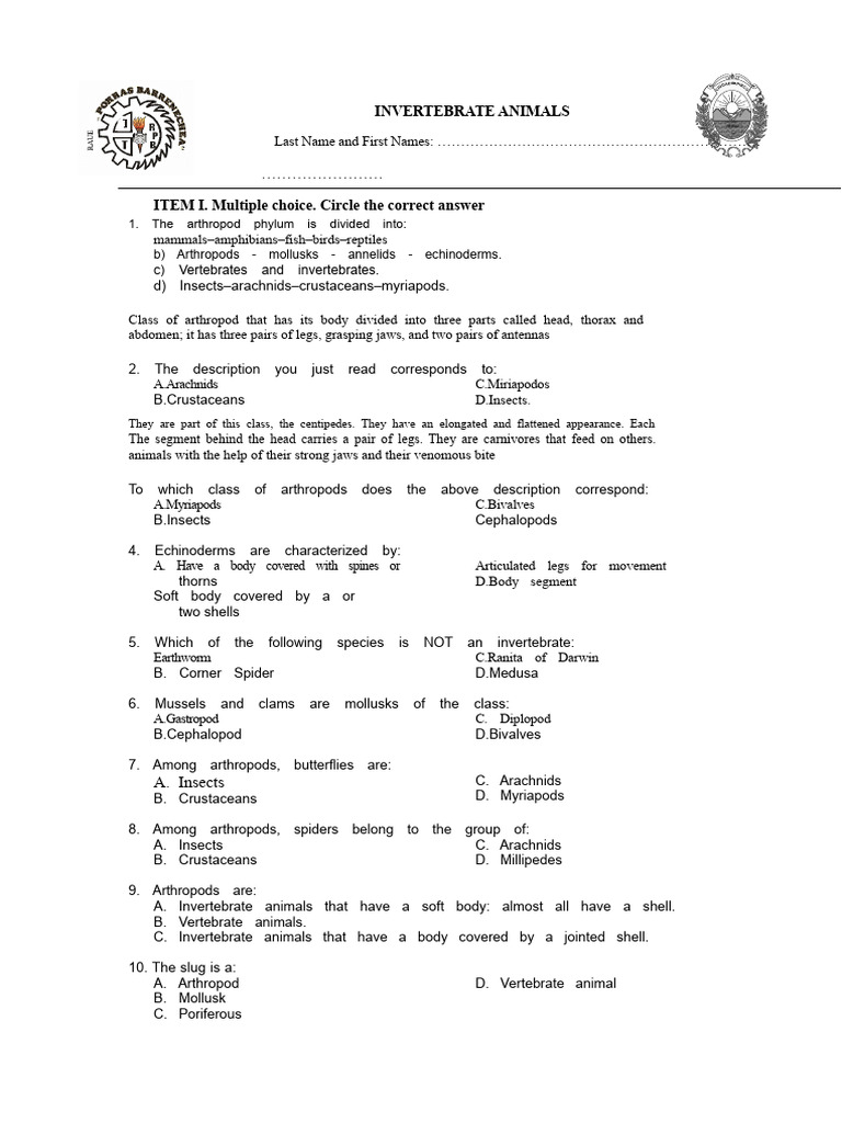 Assessment 1ºa The 5 Kingdoms | PDF | Invertebrate | Mollusca