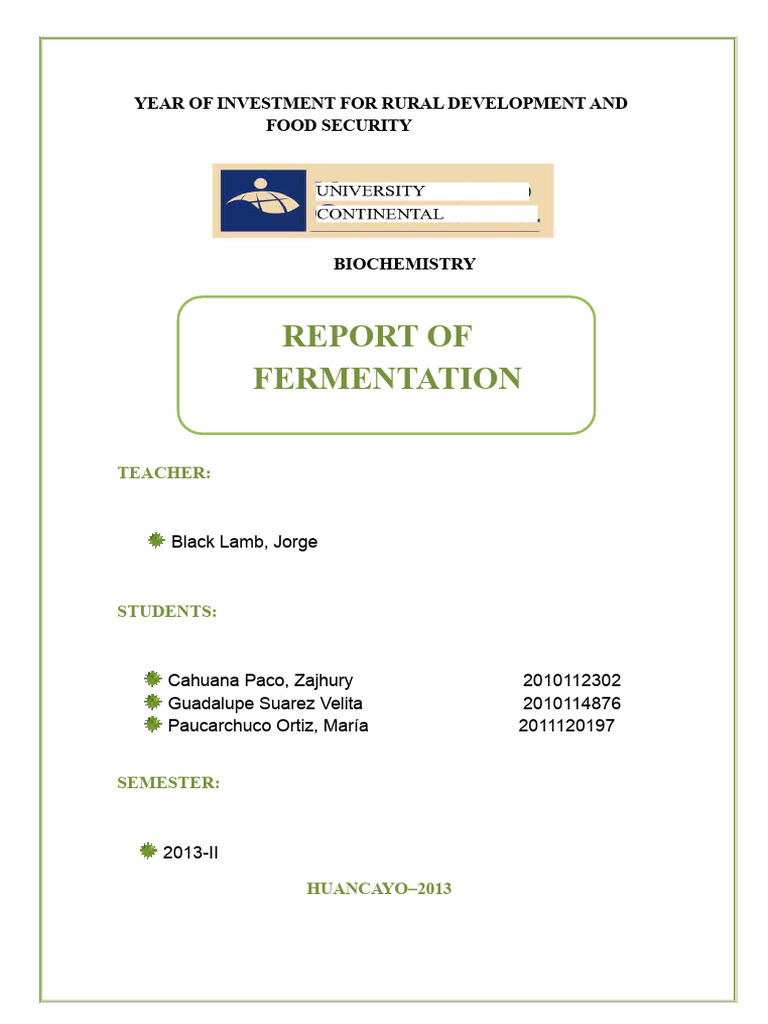 Fermentation Experiments in Biochemistry | PDF | Cellular Respiration ...
