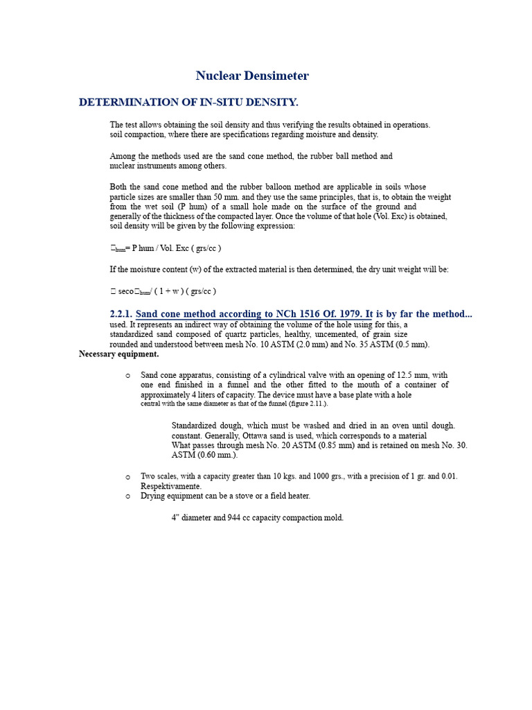 Nuclear Densimeter | PDF | Density | Calibration