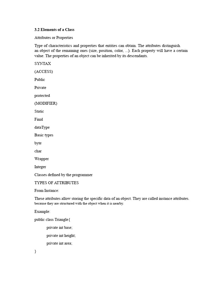 3.2 Elements of A Class | PDF | Class (Computer Programming) | Data Type